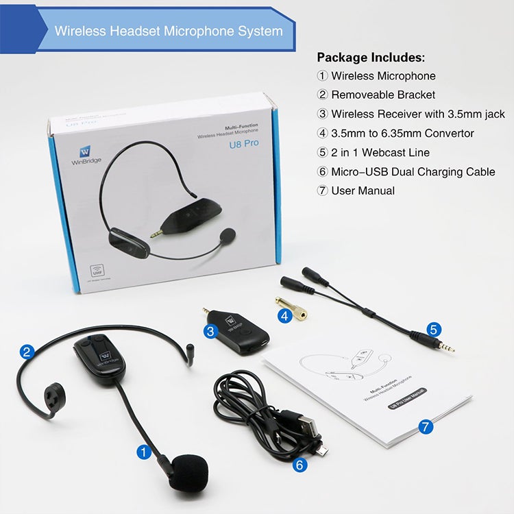 WinBridge U8 Pro Multifunctional Wireless Microphone Headset – mymickw